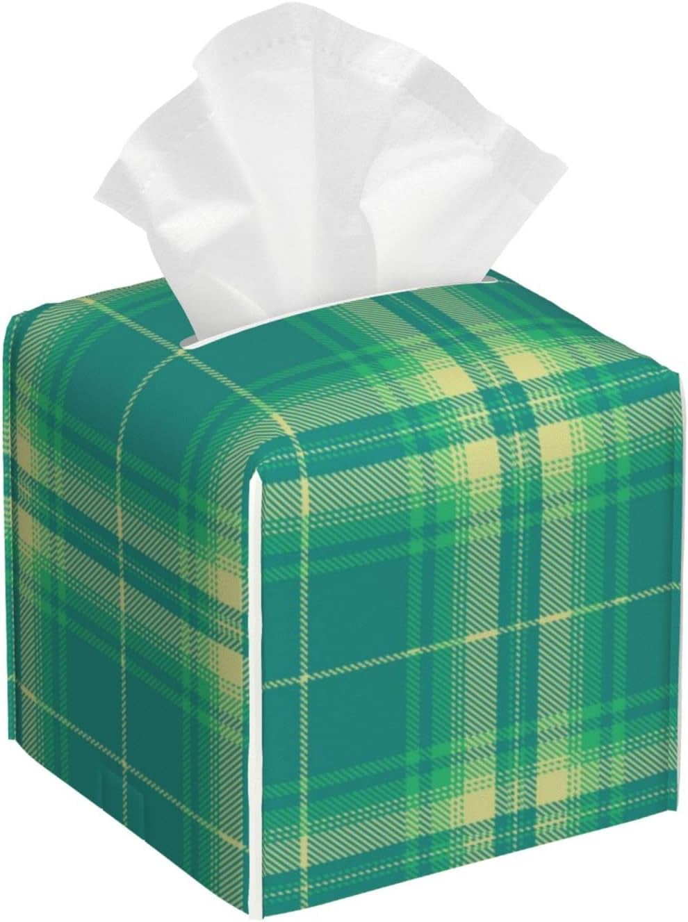 Black and Yellow Tartan Plaid Square Tissue Box Cover, Cube Tissue Box ...