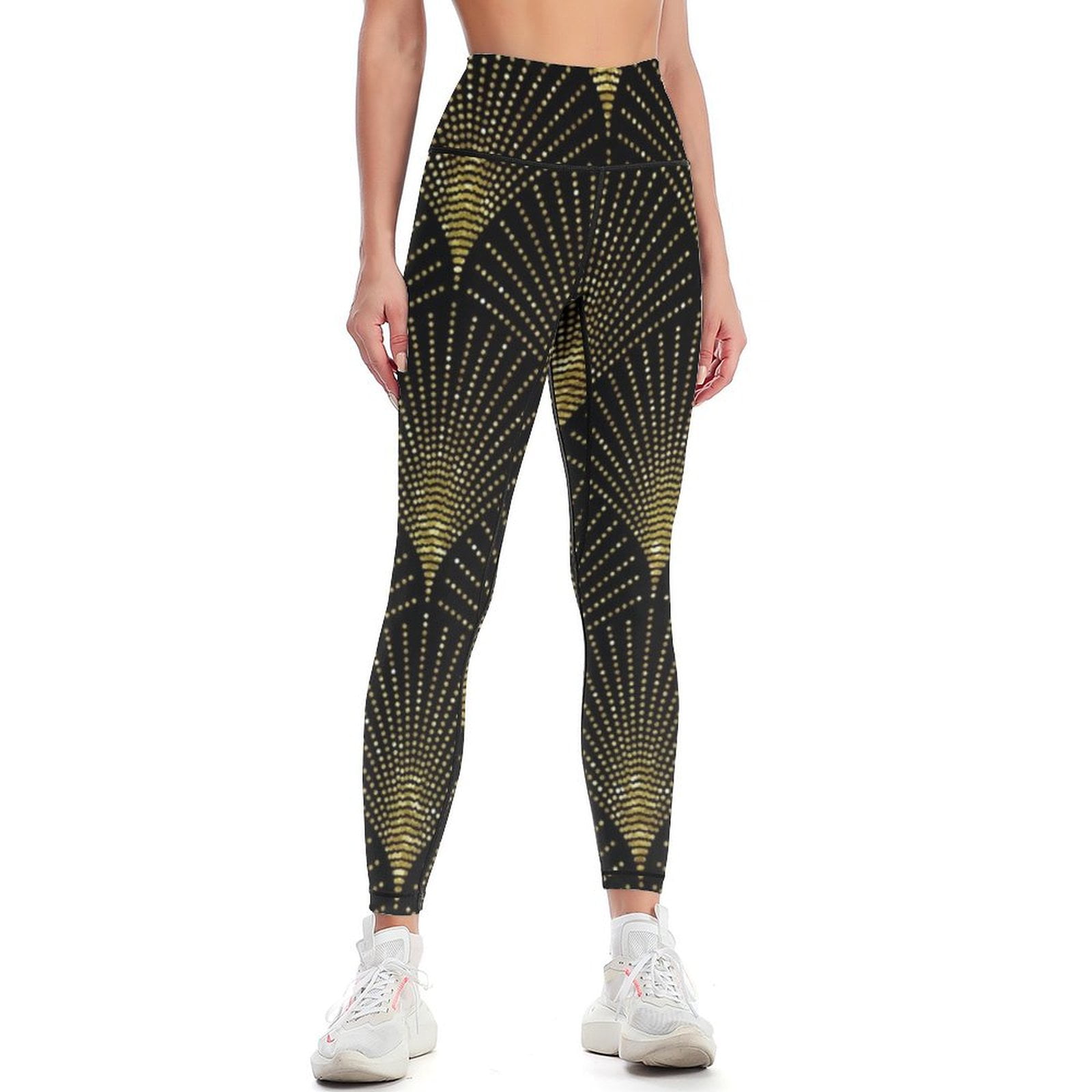 Black and gold art-deco geometric pattern Leggings legging gym Leginsy ...