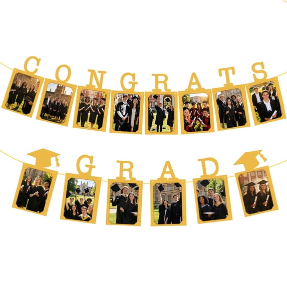 Black and gold universal graduation banner, graduation party classroom ...