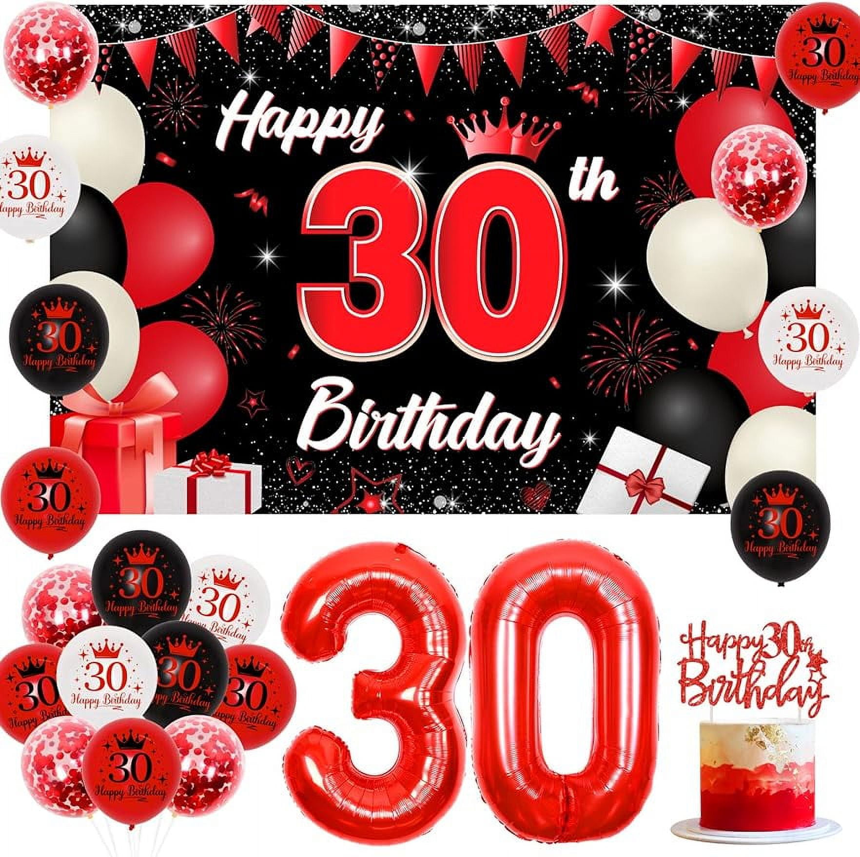 Black and red decorations for male and female 30th birthdays ...