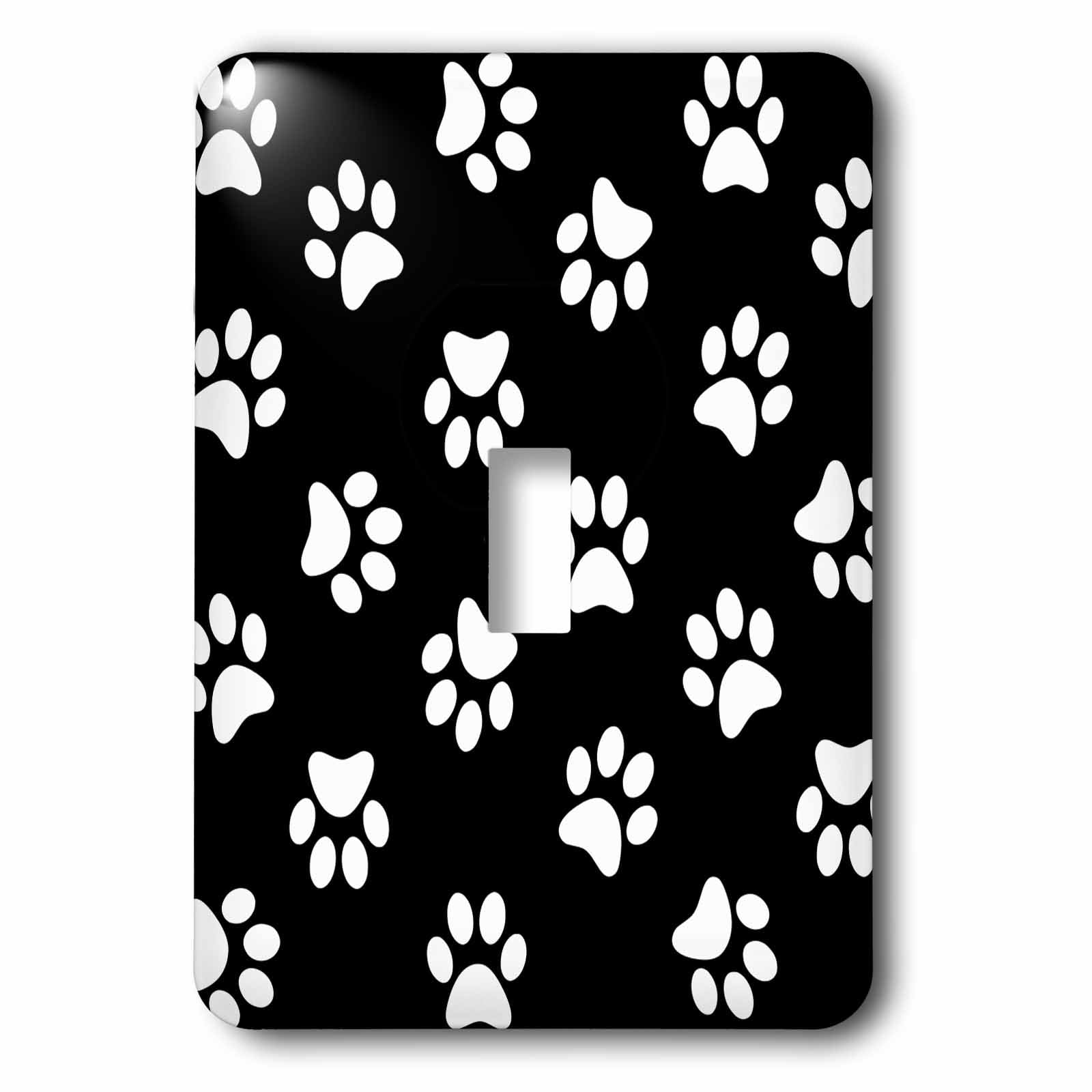 Black and white Paw print pattern - pawprints - cute cartoon animal eg ...