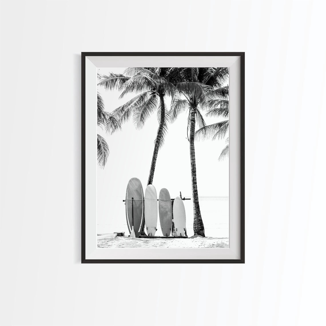 Black and white Surfboards Poster surf beach photography palm tree ...