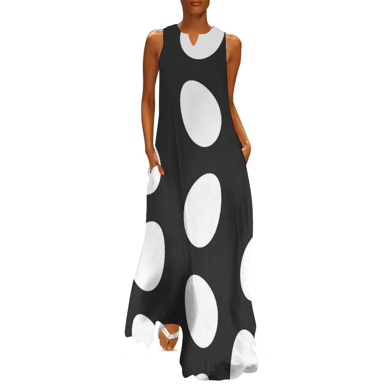 Black and white abstract dotted eggs pattern Long Dress dress ladies ...