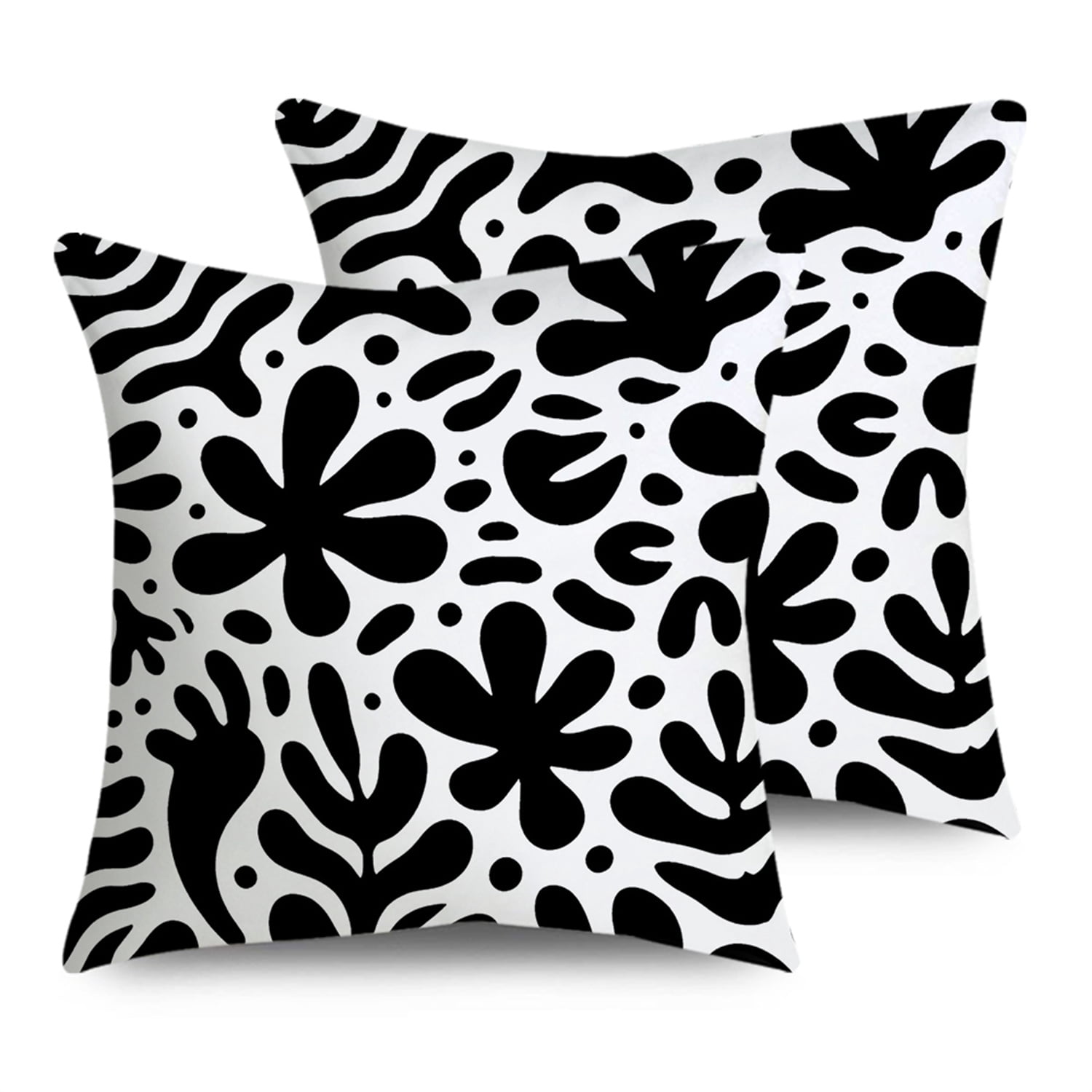Black and white abstract flower pattern four seasons pillow cover ...