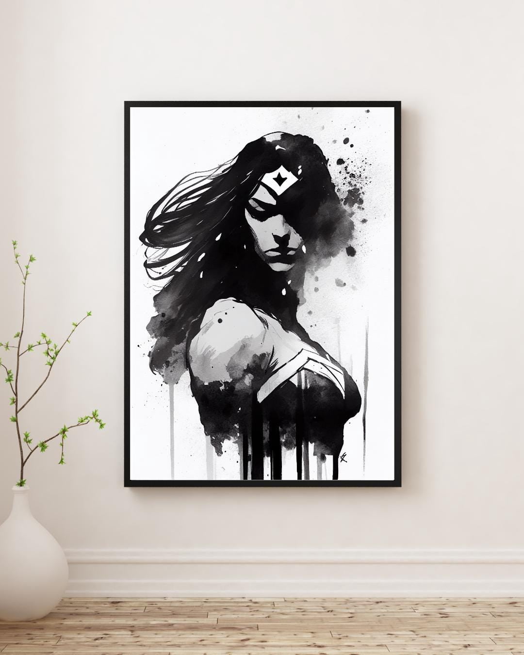 Black and white female superhero poster. Bedroom wall art ideas ...
