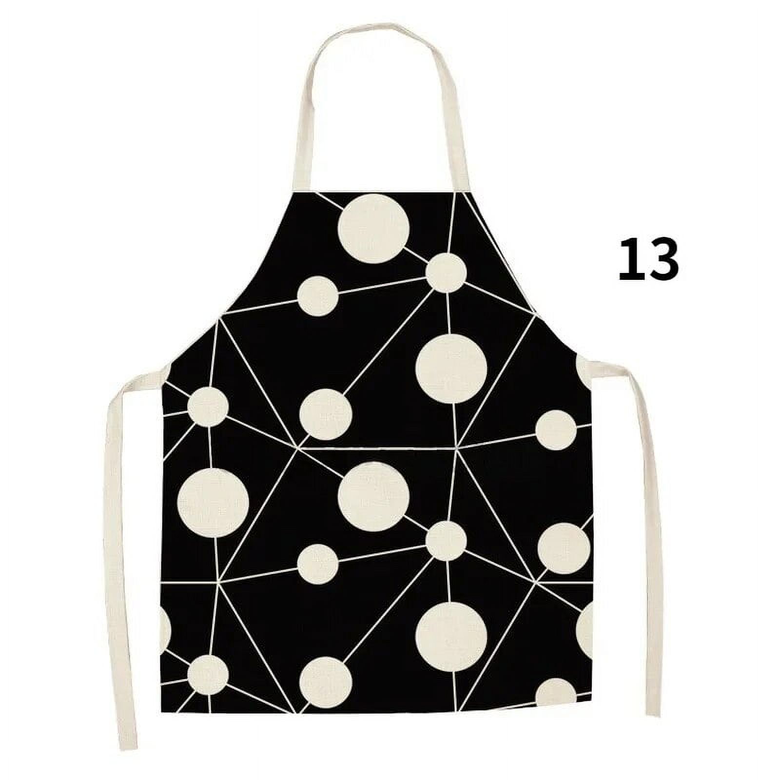 Black and white geometric letters printed flax apron is suitable for ...