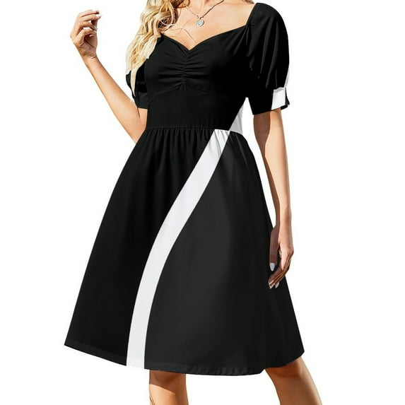 Black and white line Dress Long veiled dresses summer dresses ladies ...
