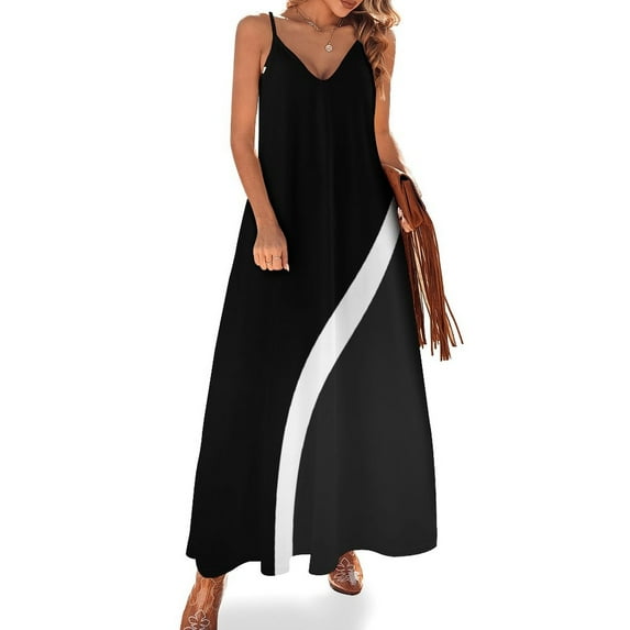 Black and white line Sleeveless Dress long dress women summer summer ...