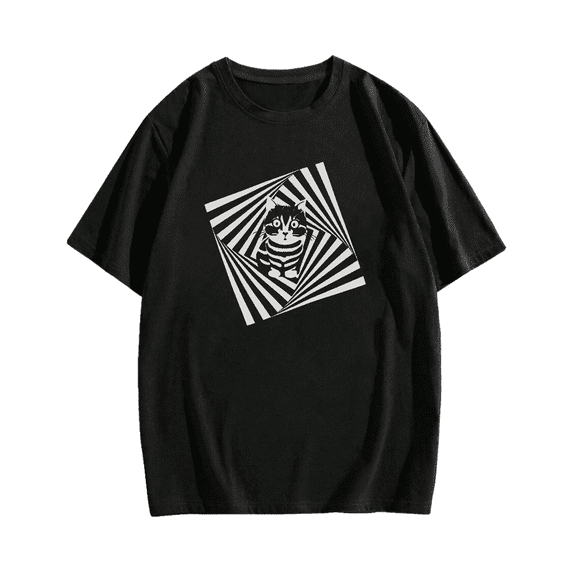 Black and white optical art Cotton casual T-shirt - Walmart.com