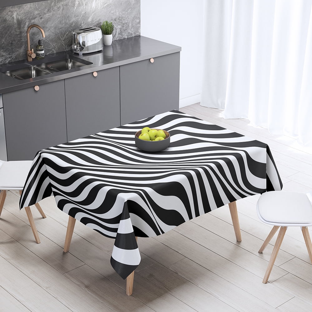 Black and white pattern tablecloth home decoration black checkered ...