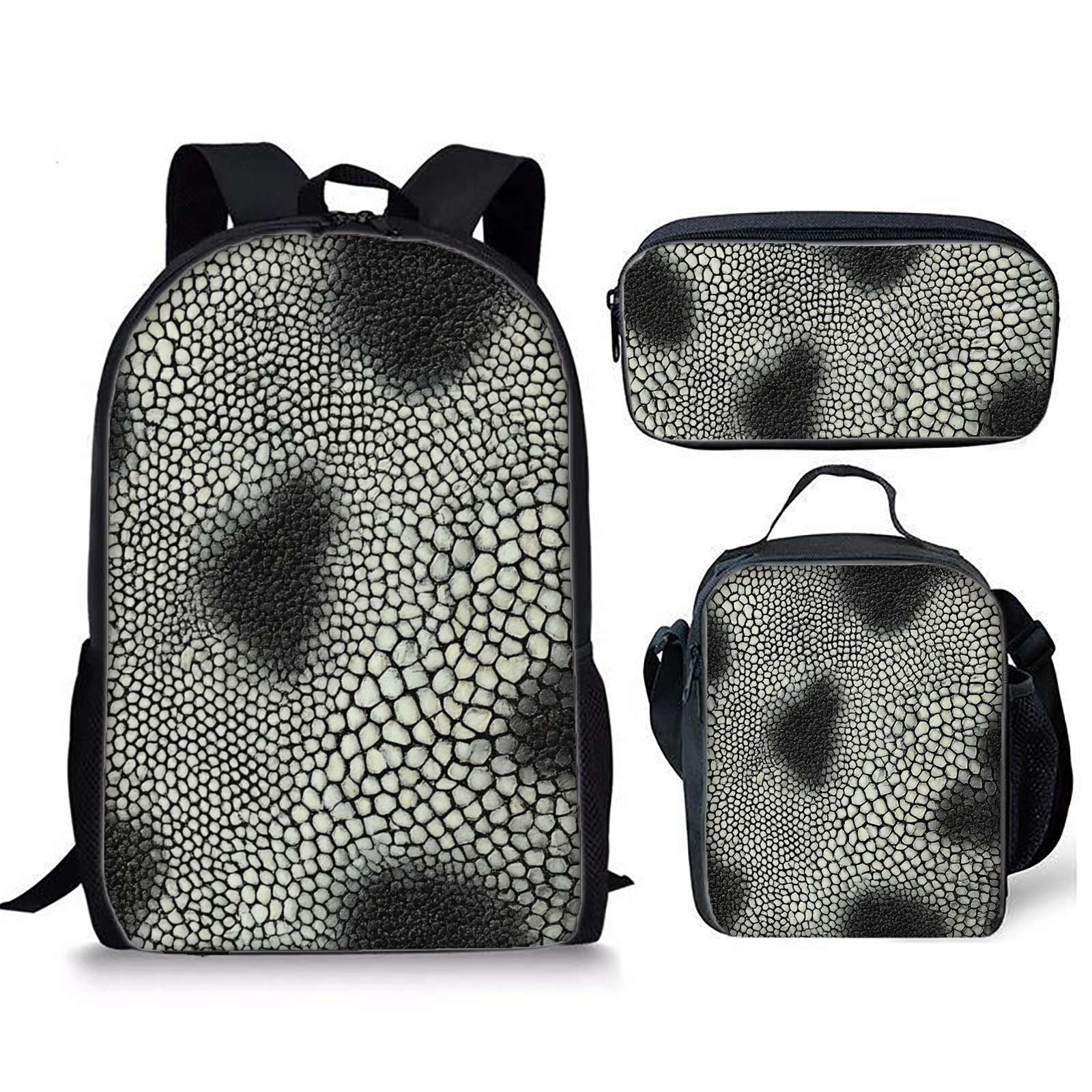 Black and white patterned texture Backpacks Bookbag Bags Rucksack Lunch ...