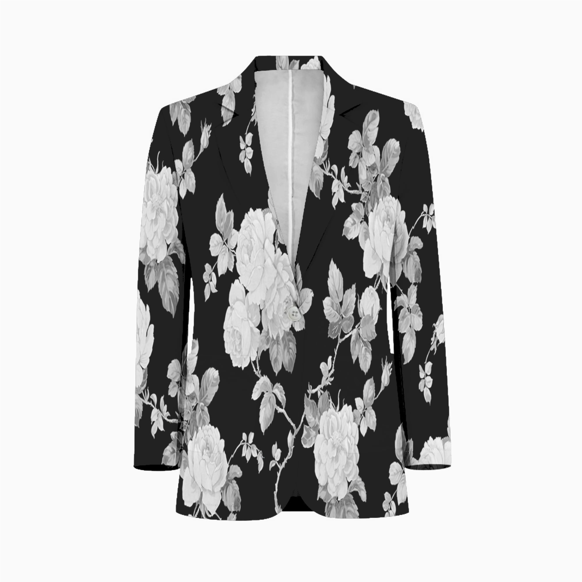 Black and white roses Mens Suits Shawl Collar Slim Fit Suit Mens Groom ...