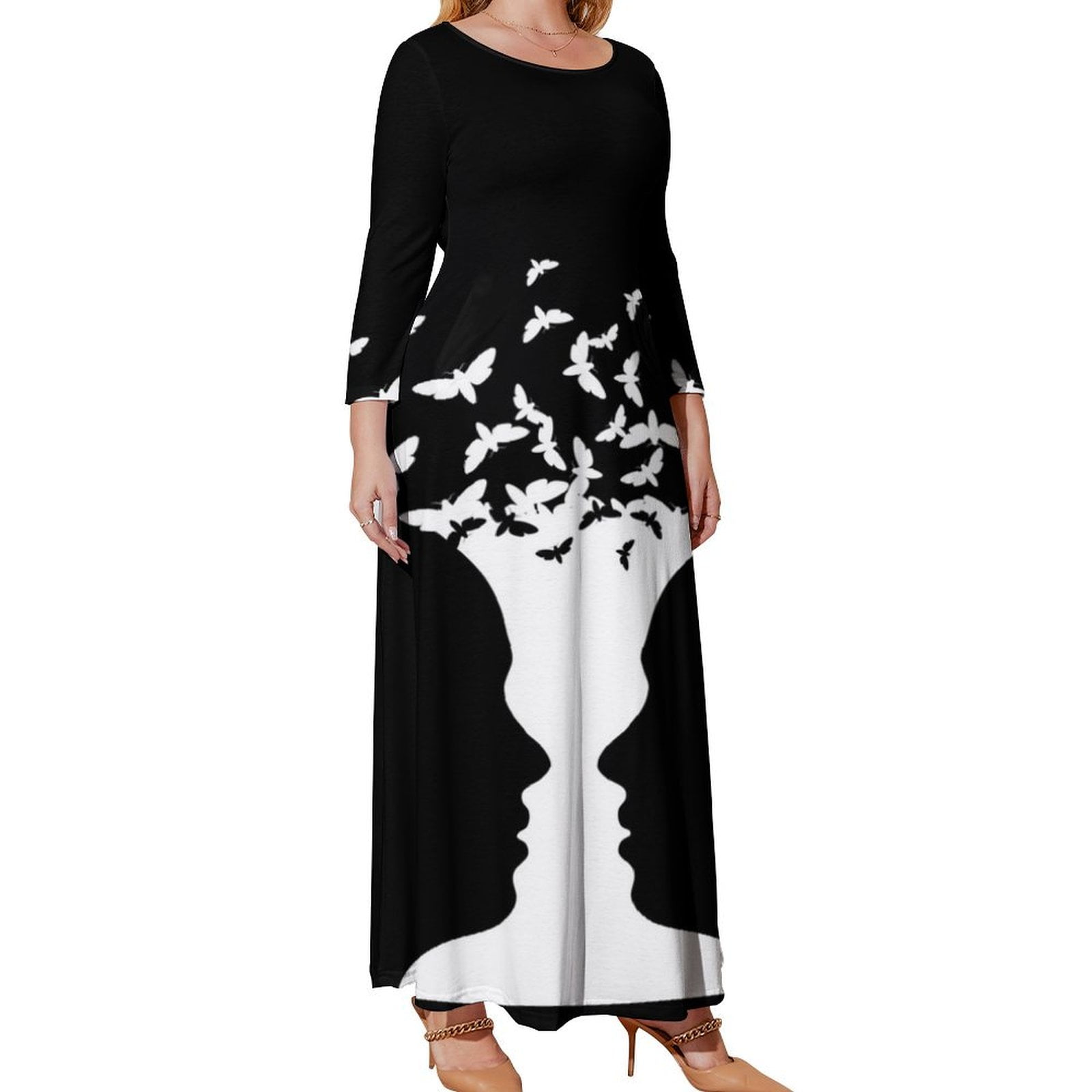 Black and white trippy optical illusion Long Sleeved Dress elegant ...