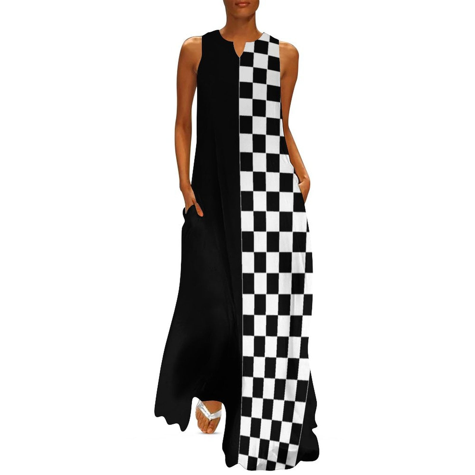 Black and white two tone Long Dress Bridesmaid dress woman chic and ...