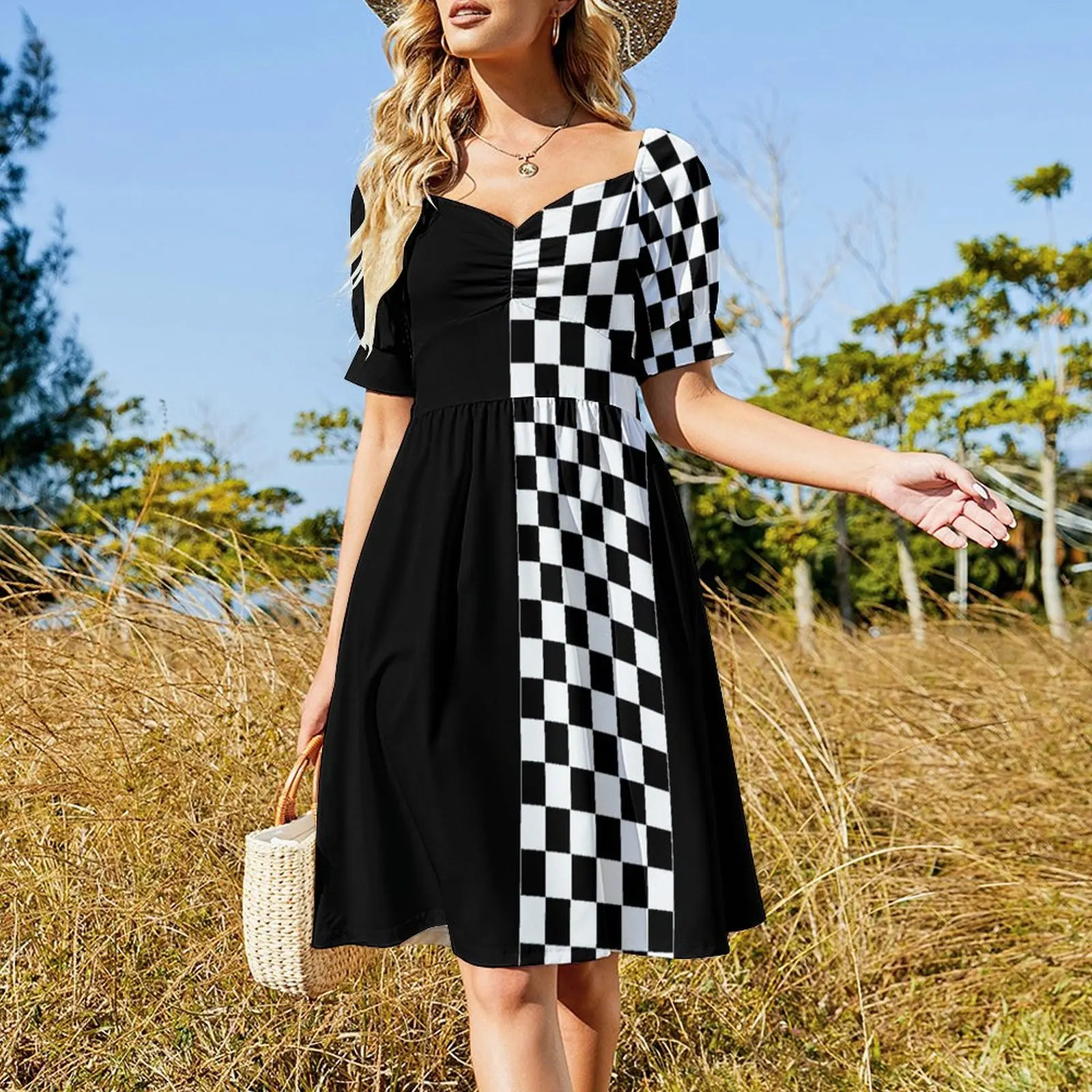 Black and white two tone Sleeveless Dress summer dresses elegant evening dresses for women 2024 ...