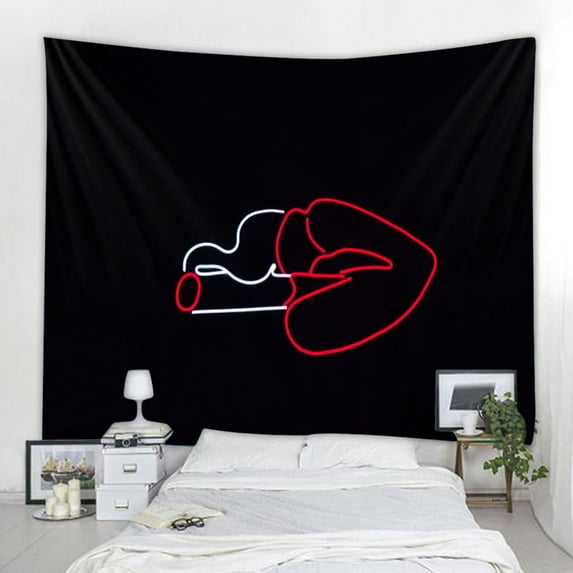 Black art tapestry wall hanging bohemian beach mat polyester blanket ...