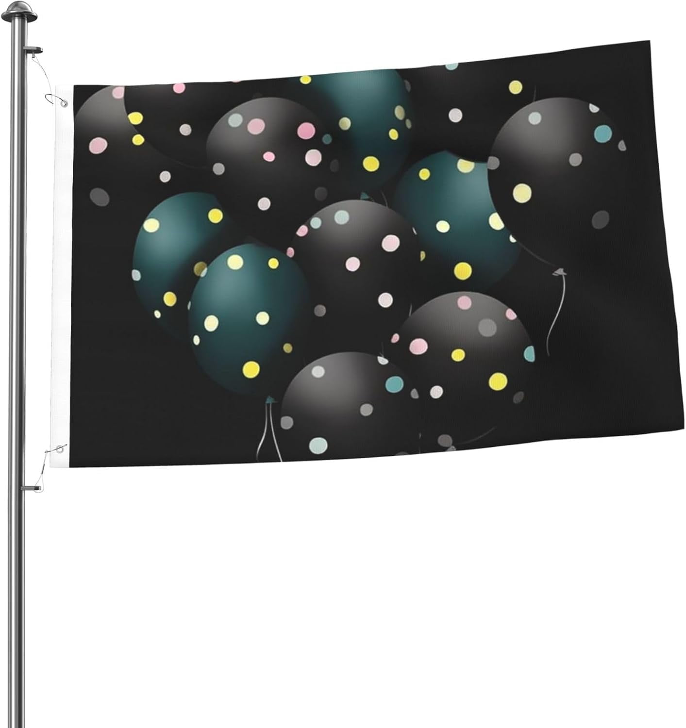 Black balloon dot pattern Garden Flags Holiday Banner with Brass ...