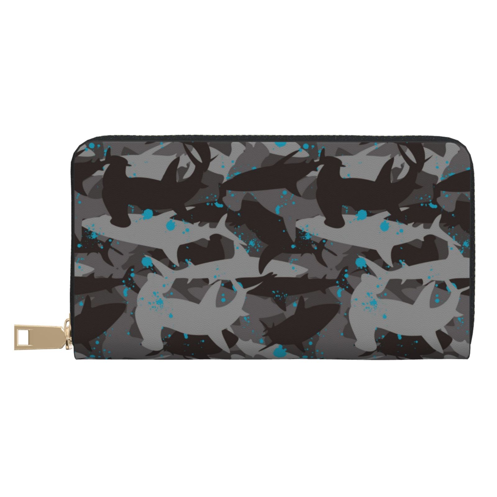 Black camouflage hammerhead shark Wallet Women, Leather Bifold Multi ...