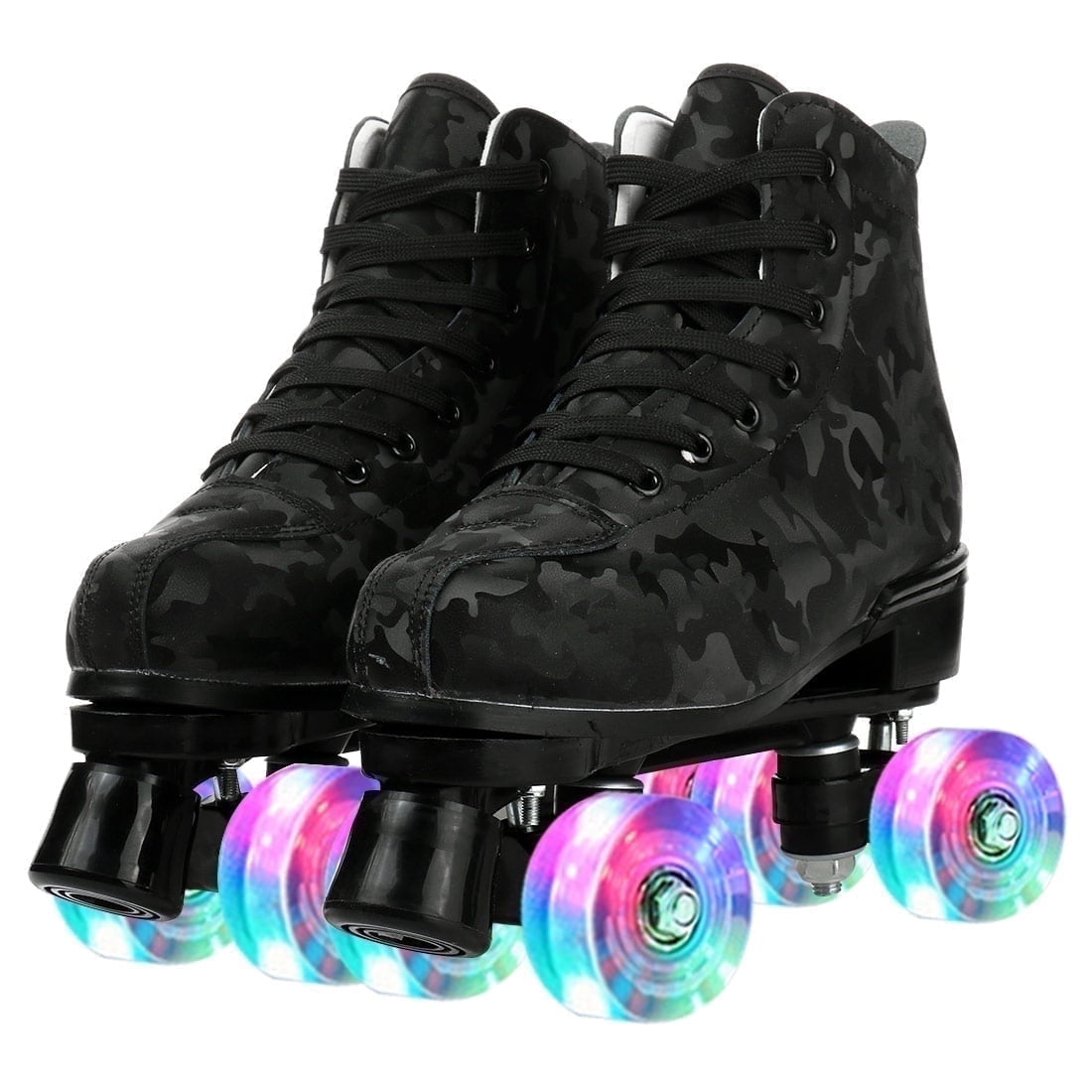 Magic Co Unisex High-Top Quad Roller Skates with LED Light-Up Wheels ...
