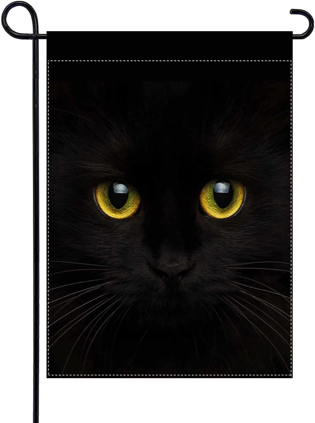 Black cat eyes Garden Flags 30x45 cm Double Sided Cute muzzle a cat ...