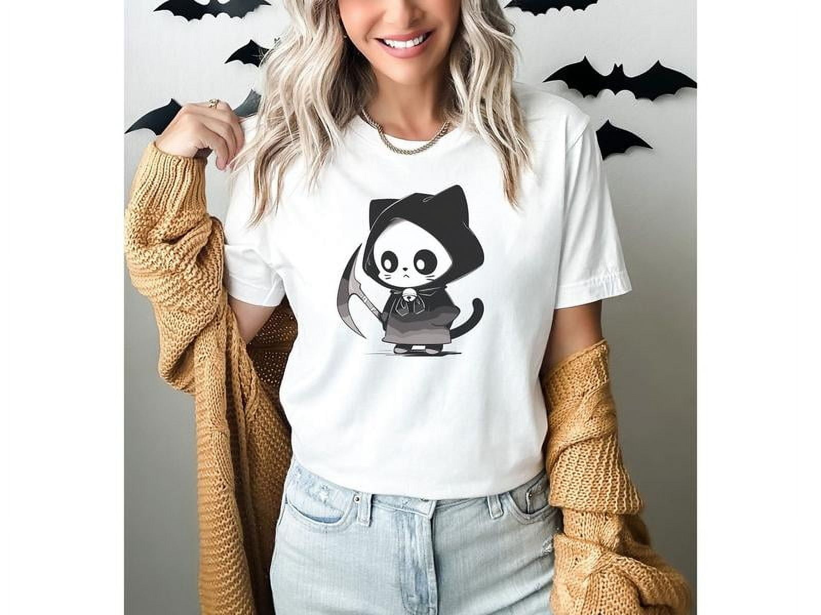 Black cat halloween tsh0rt. cute halloween Tsh0rt. r0m Reaper Tsh0rt ...