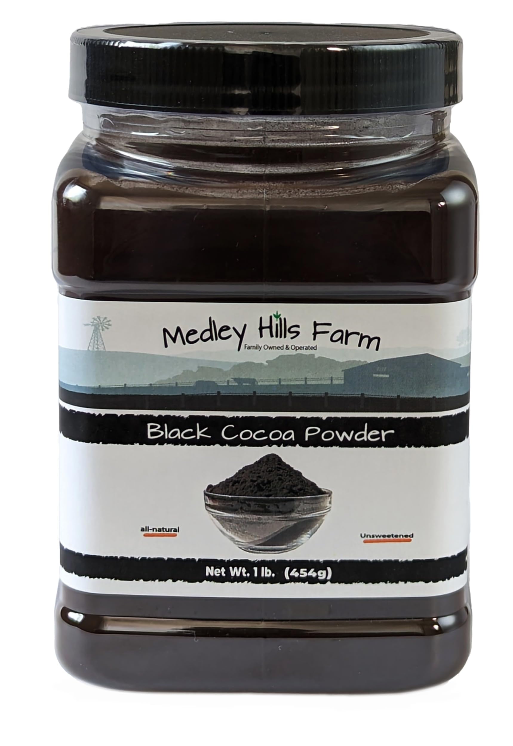 Black cocoa powder by Medley hills farm 1 Lb. in Reusable Container ...