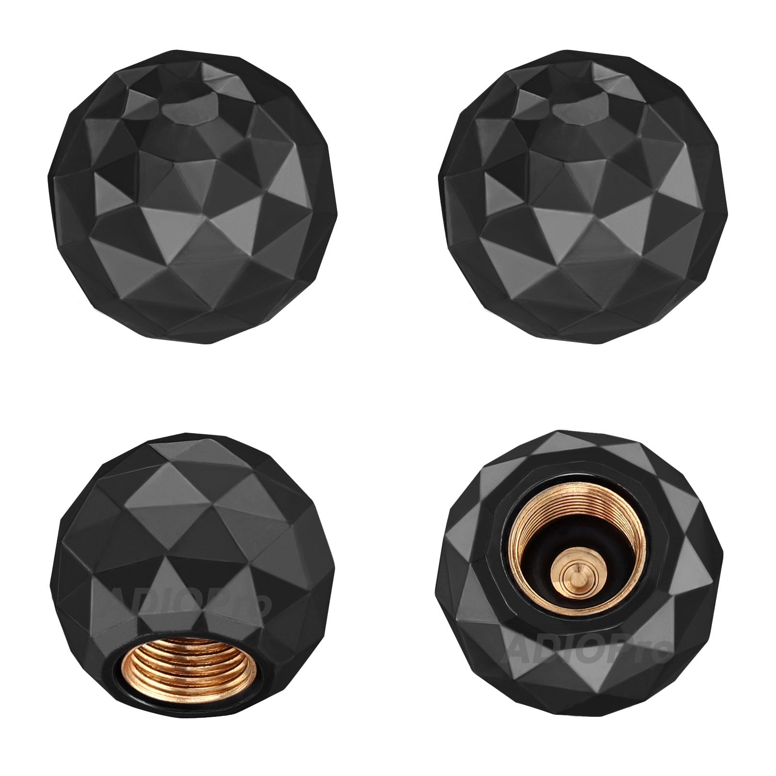 Black crystal diamond valve stem caps shiny rhinestone valve dust cap ...