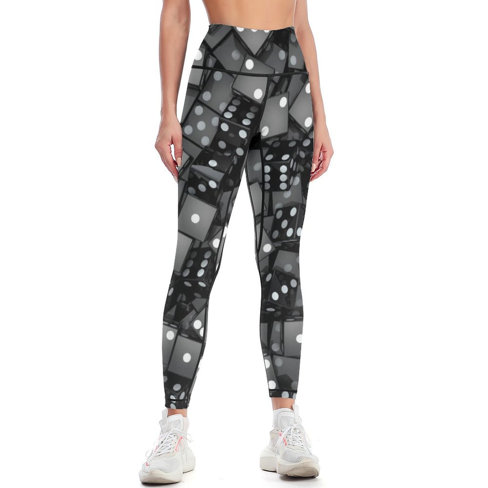 Black dice Leggings sport legging Women's high waist sports shirts gym ...