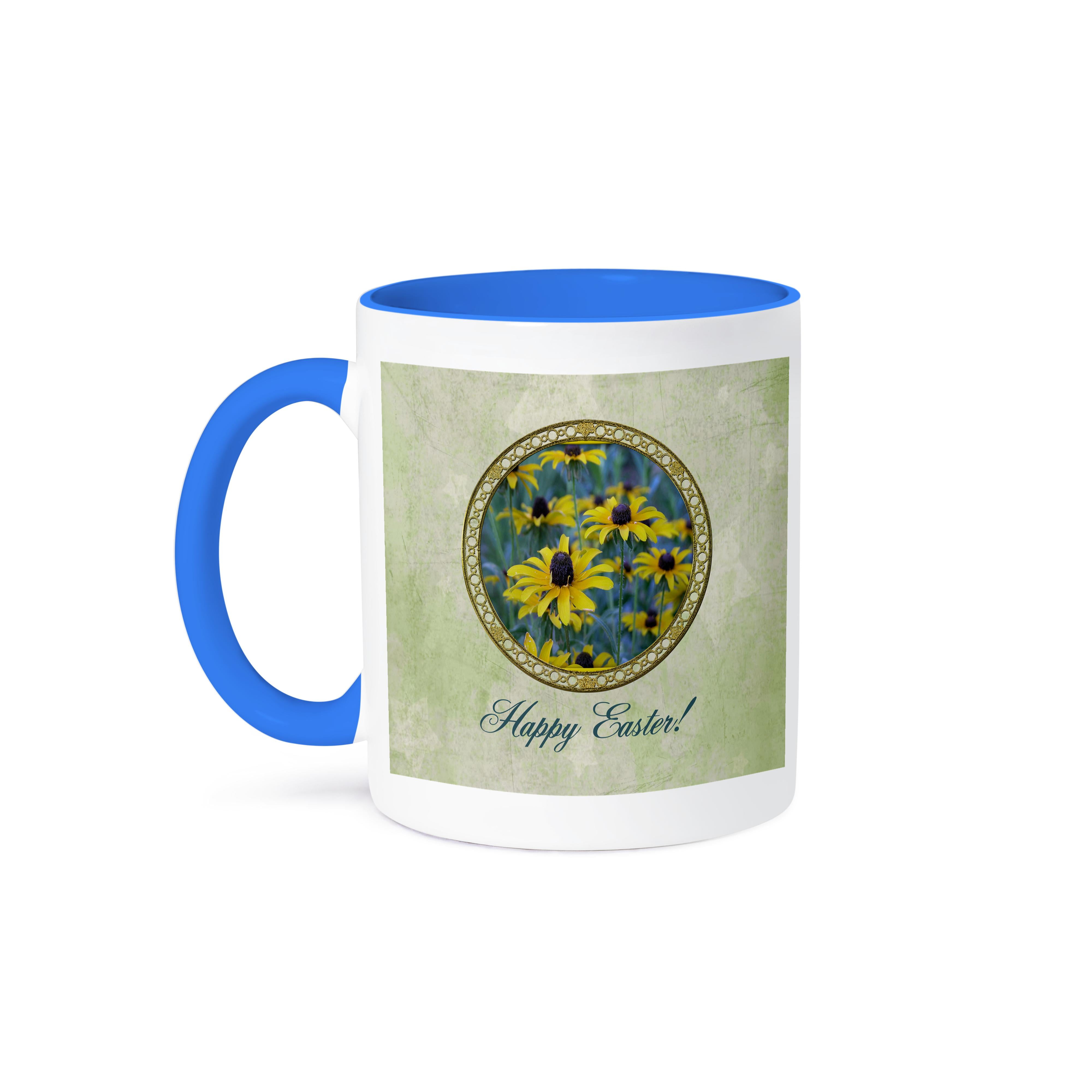 3dRose, Black eyed Susan Flowers in Gold Oval Frame, Happy Easter, 11oz ...