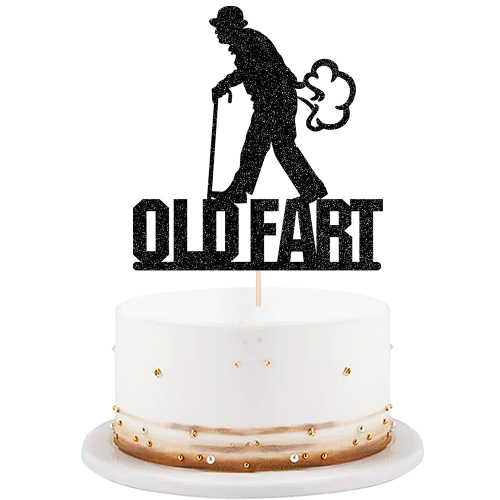 Black flash Old Fart Birthday Cake ITL1 Topper Humorous old man and old ...