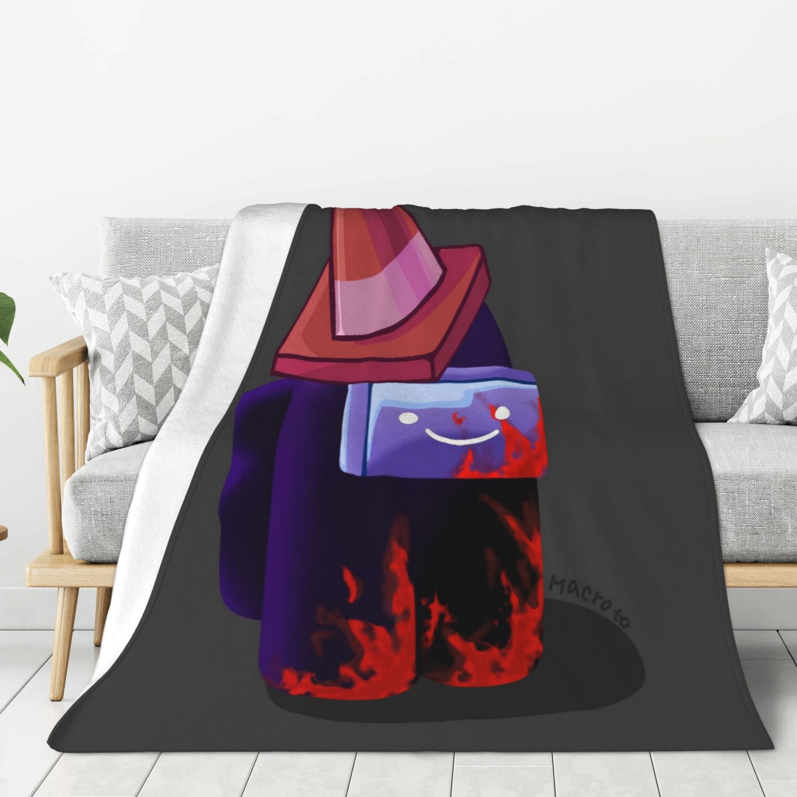 Black fnf vs impostor Throw Blanket for Couch - Soft & Warm Fluffy ...