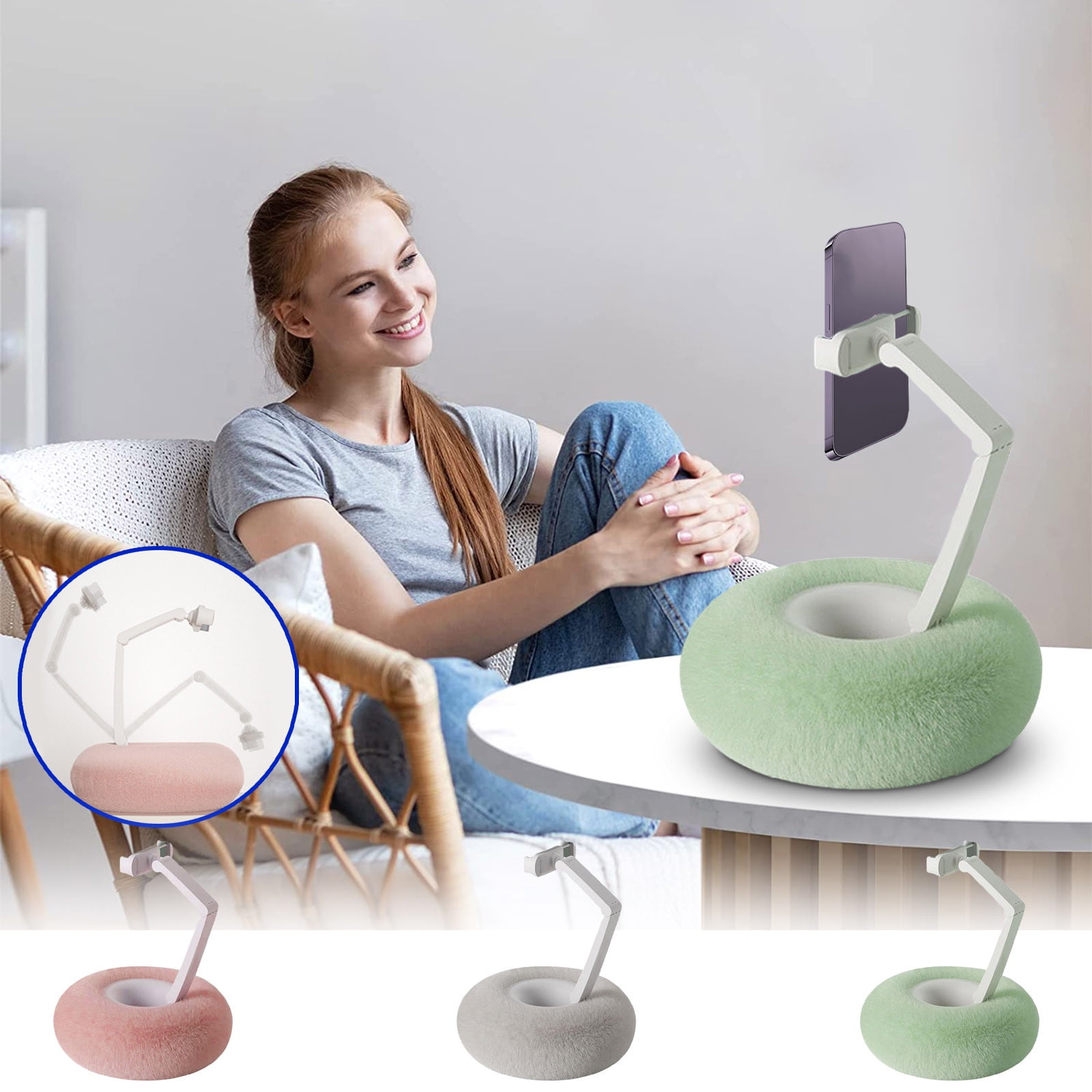 New Release,Furry Bowl Phone Stand Universal Adjustable Rotating Stand ...