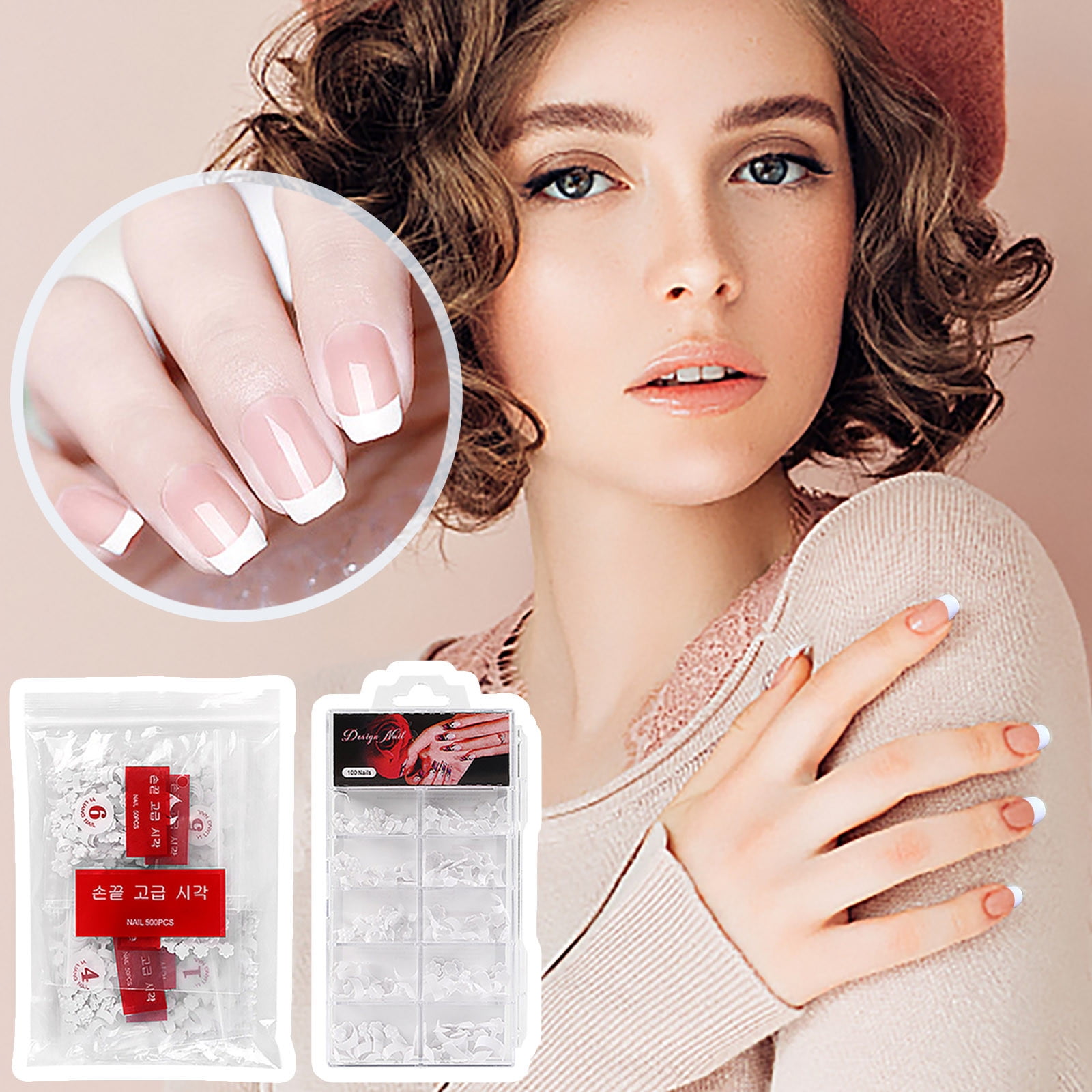 Short Nail Tips French Nail Tips, White Nail Tips 10 Sizes False Nail ...