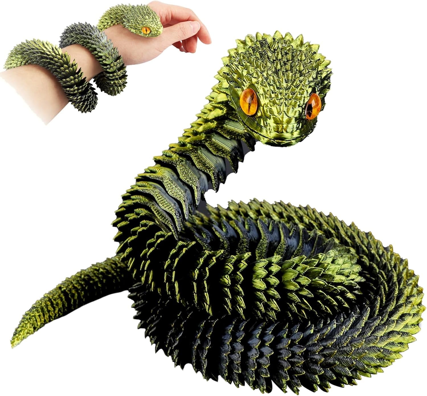 （Black gold）3D Printed Snake,3D Printed Animals,24 Inch 3D Printed ...