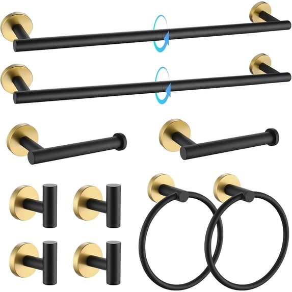 Black gold bathroom hardware accessories set 10-piece set, high quality ...