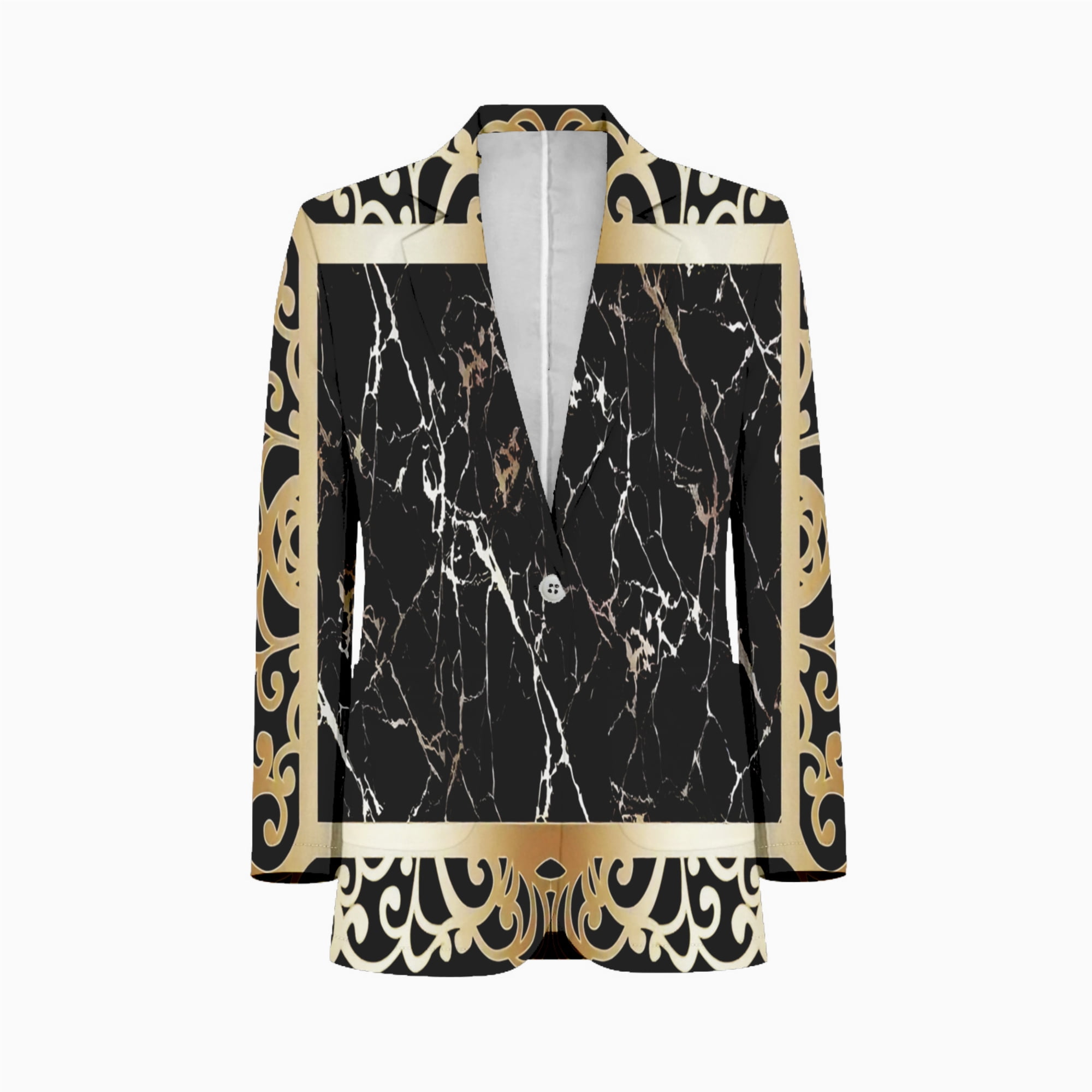 Black gold marble pattern Customized Men's Suits full man Shawl Collar ...
