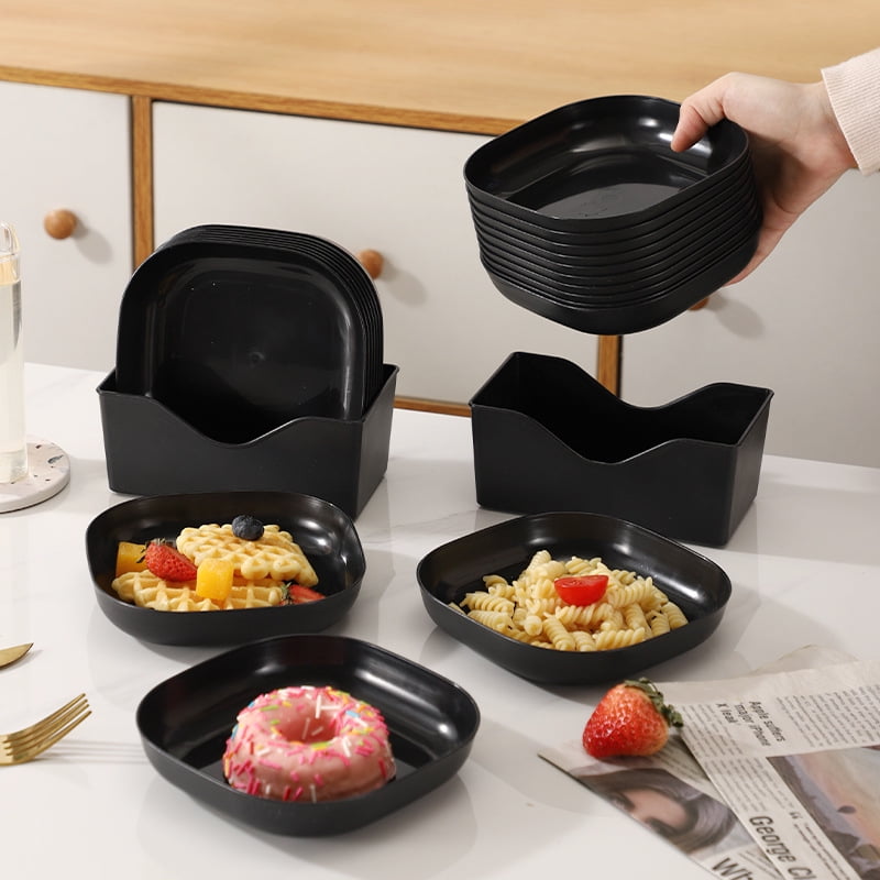 Black household wheat straw bone spitting plate with base, fruit dining ...