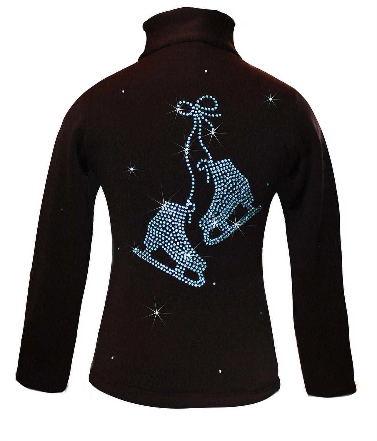 Black ice Skating Jacket with Aqua "Pair of skates" rhinestone applique ...