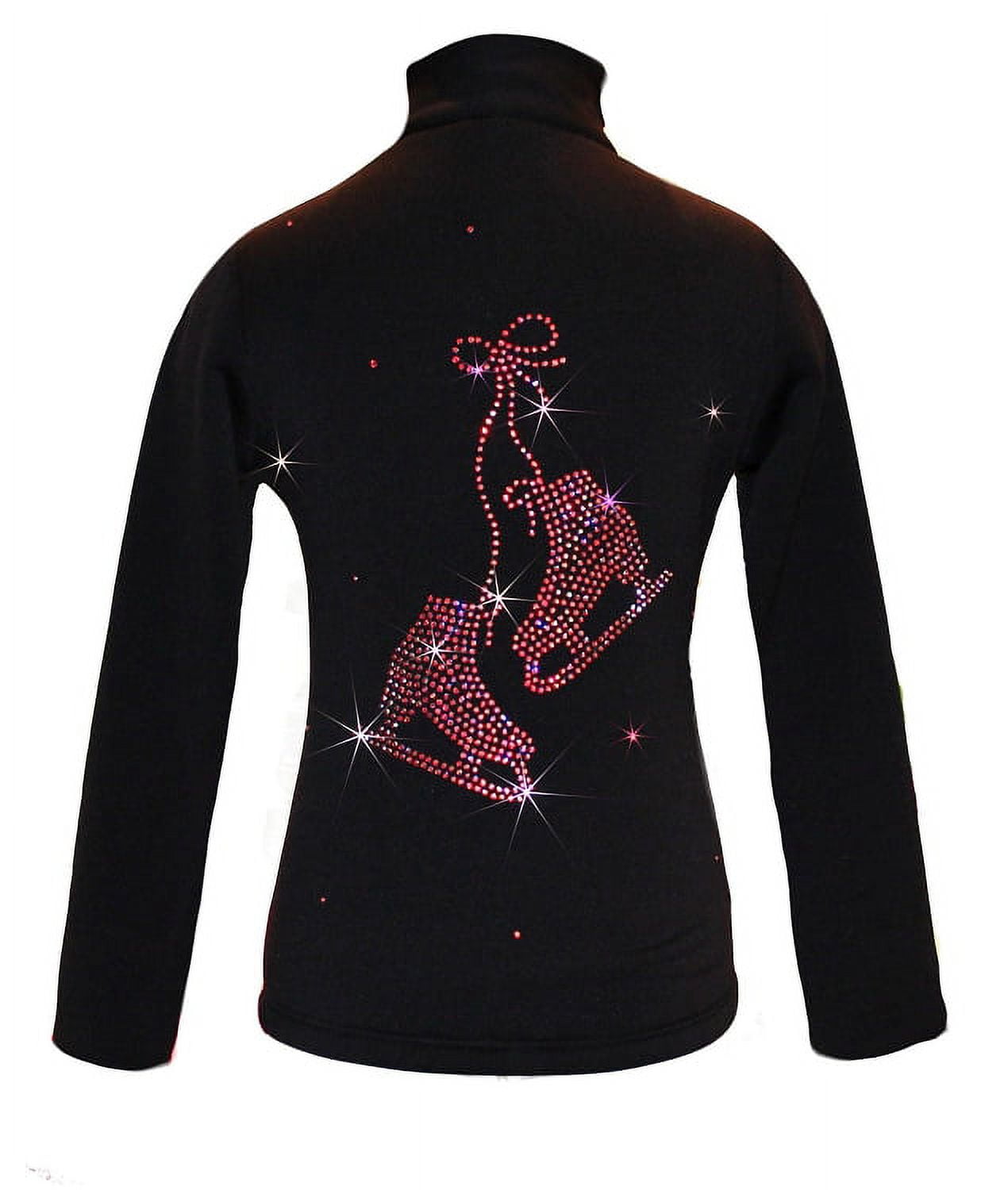 Black ice Skating Jacket with Fuchsia "Pair of skates" rhinestone ...