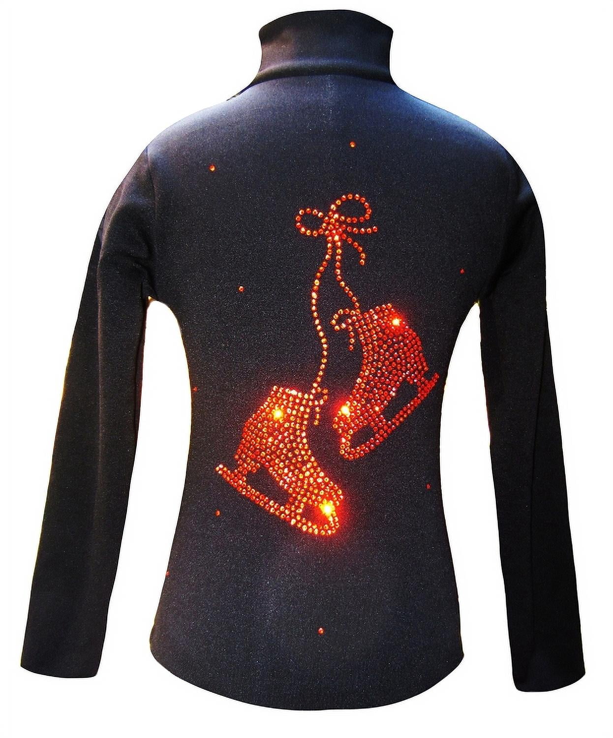 Black ice Skating Jacket with Orange "Pair of skates" rhinestone ...