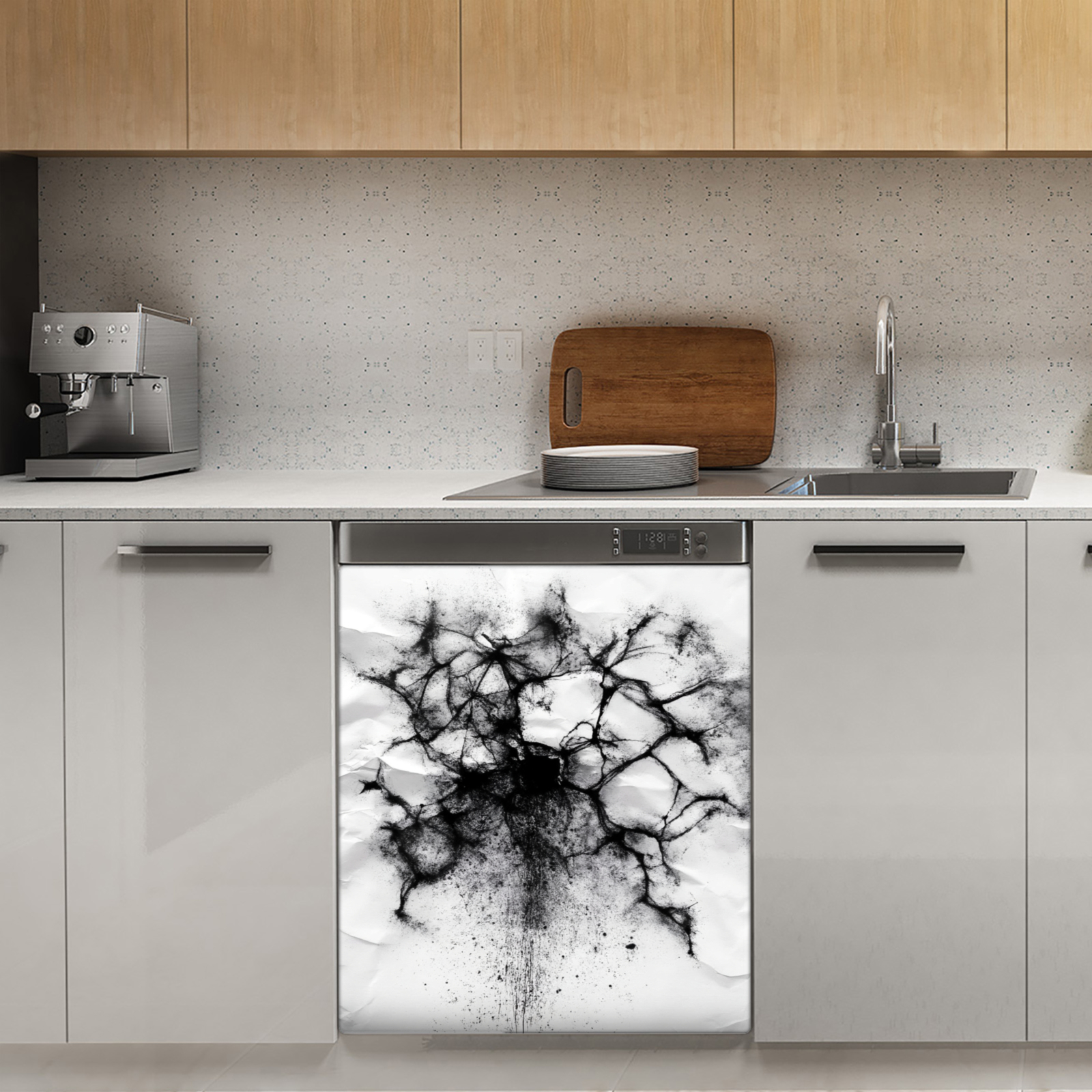 Black ink abstract art paper Dishwasher Magnet Cover Decorative Sticker ...