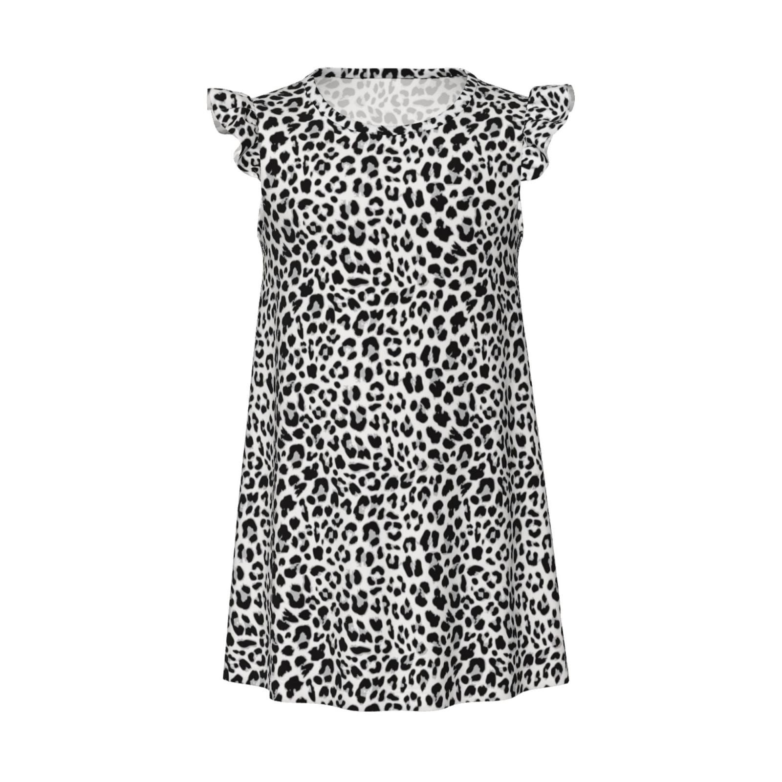 Black leopard print A Girls Nightgowns, Pajamas for Girls, Soft Flutter ...