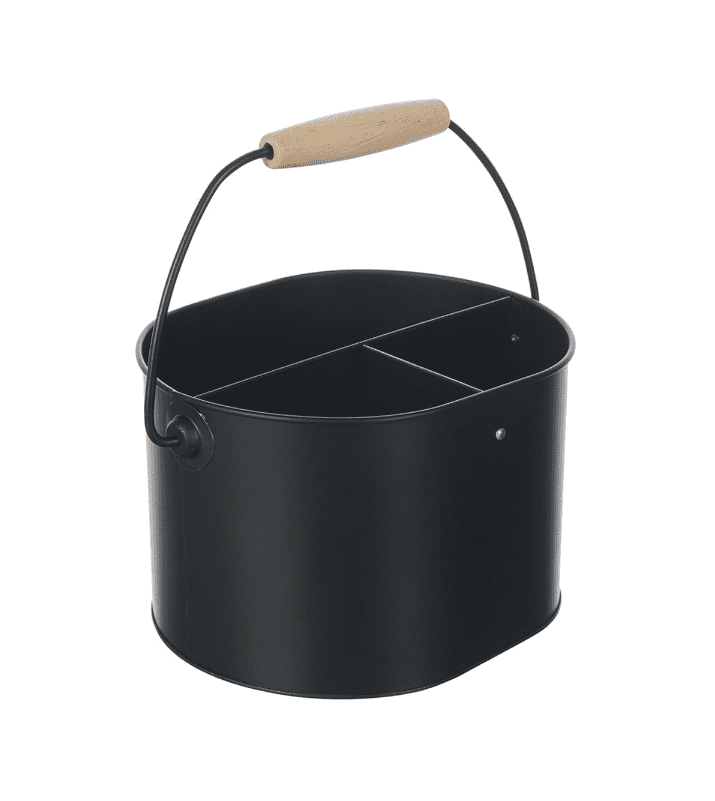 Black Metal Caddy with Wooden Handle - Walmart.com