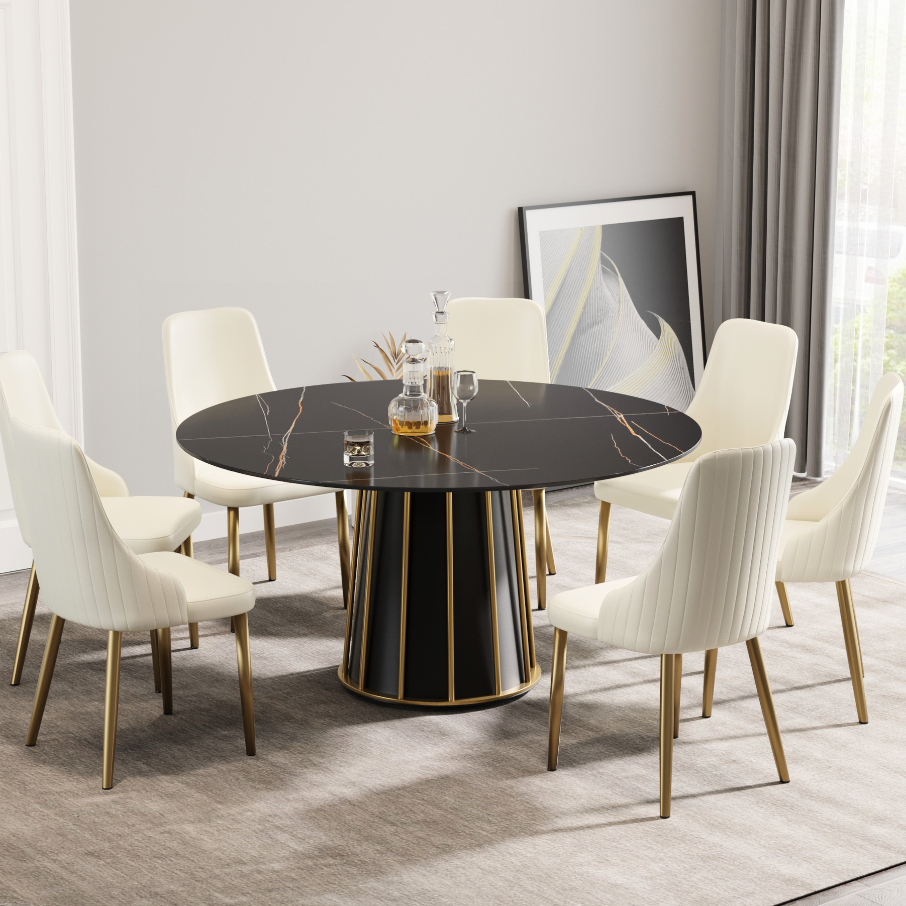 Black metal - filled table - Present a modern look in the dining room ...