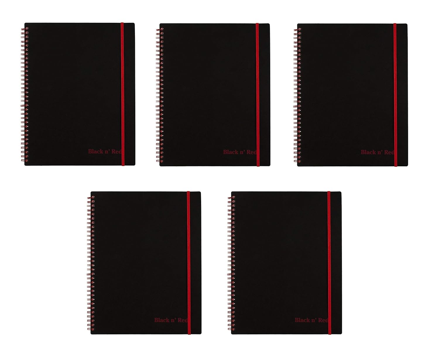 Black n' Red Twin Wire Poly Cover Notebook, 11" x 8-1/2", Black/Red, 70 ...
