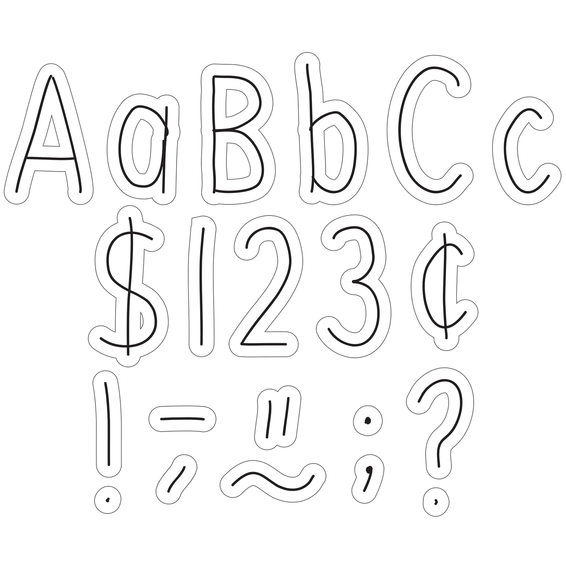 Teacher Created Resources Black on White Hand Drawn 4" Letters Combo ...