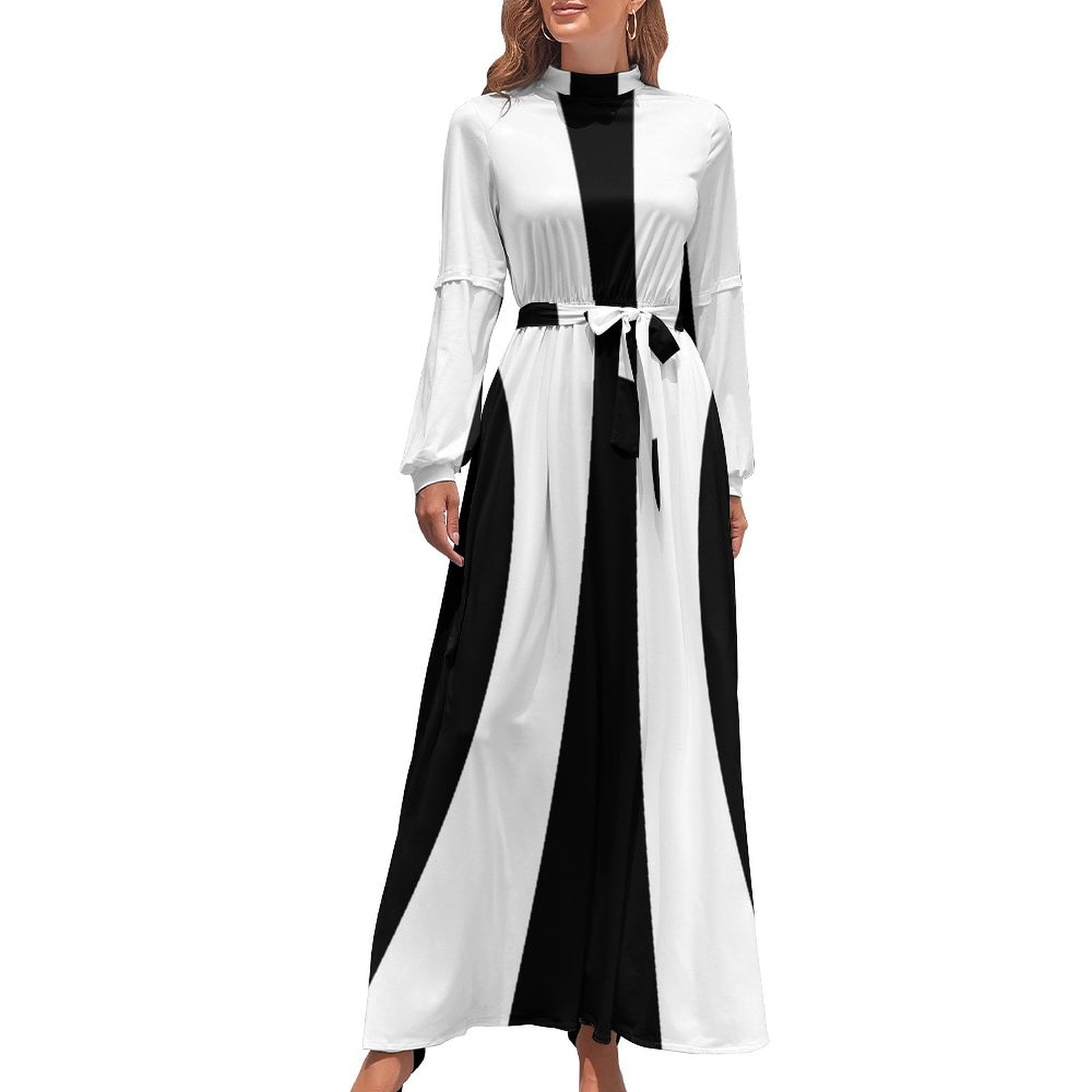 Black on White Retro Sixties Mod Long Dress evening dress woman dresses ...