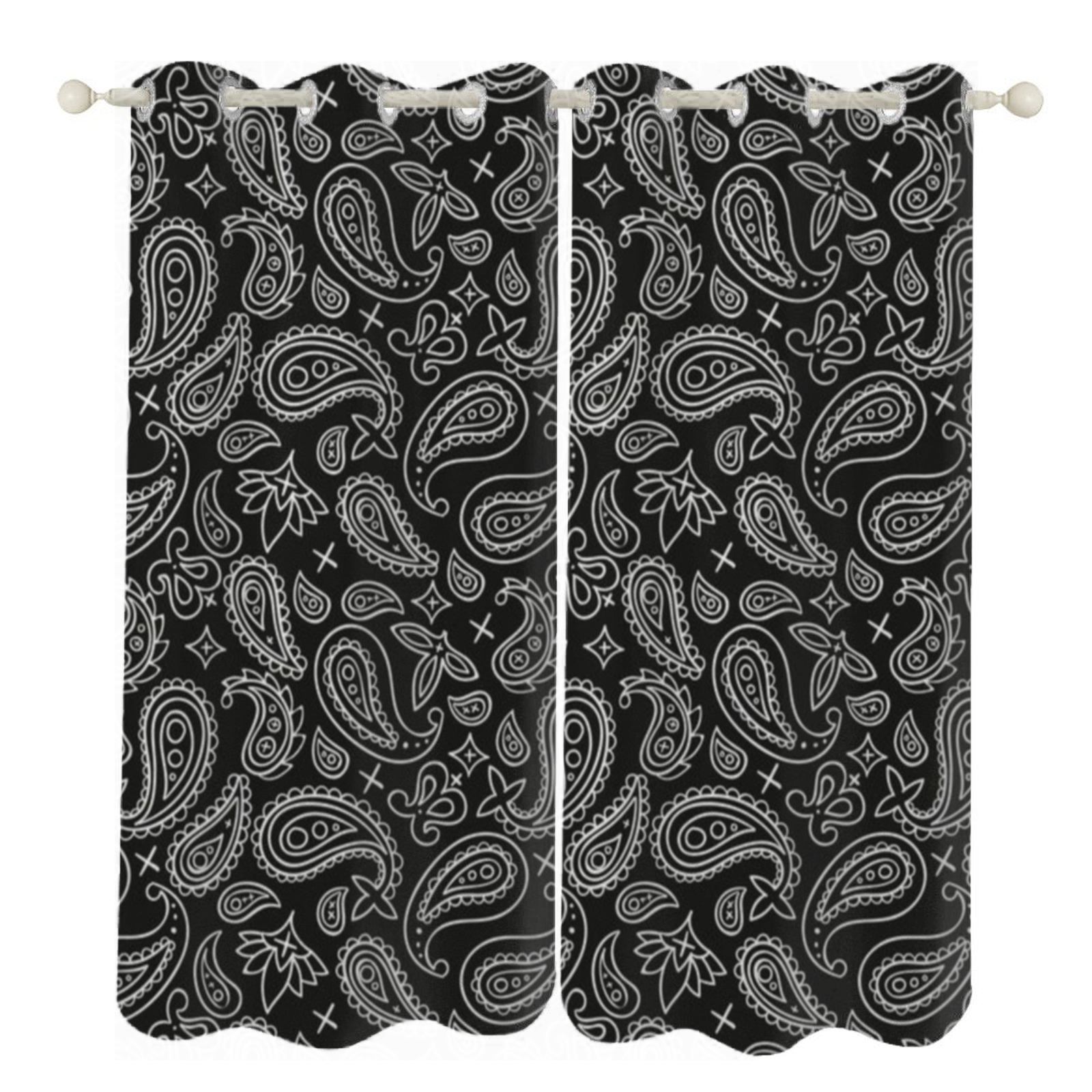 Black paisley bandana pattern Sunshade Curtains Home Bedroom Living ...