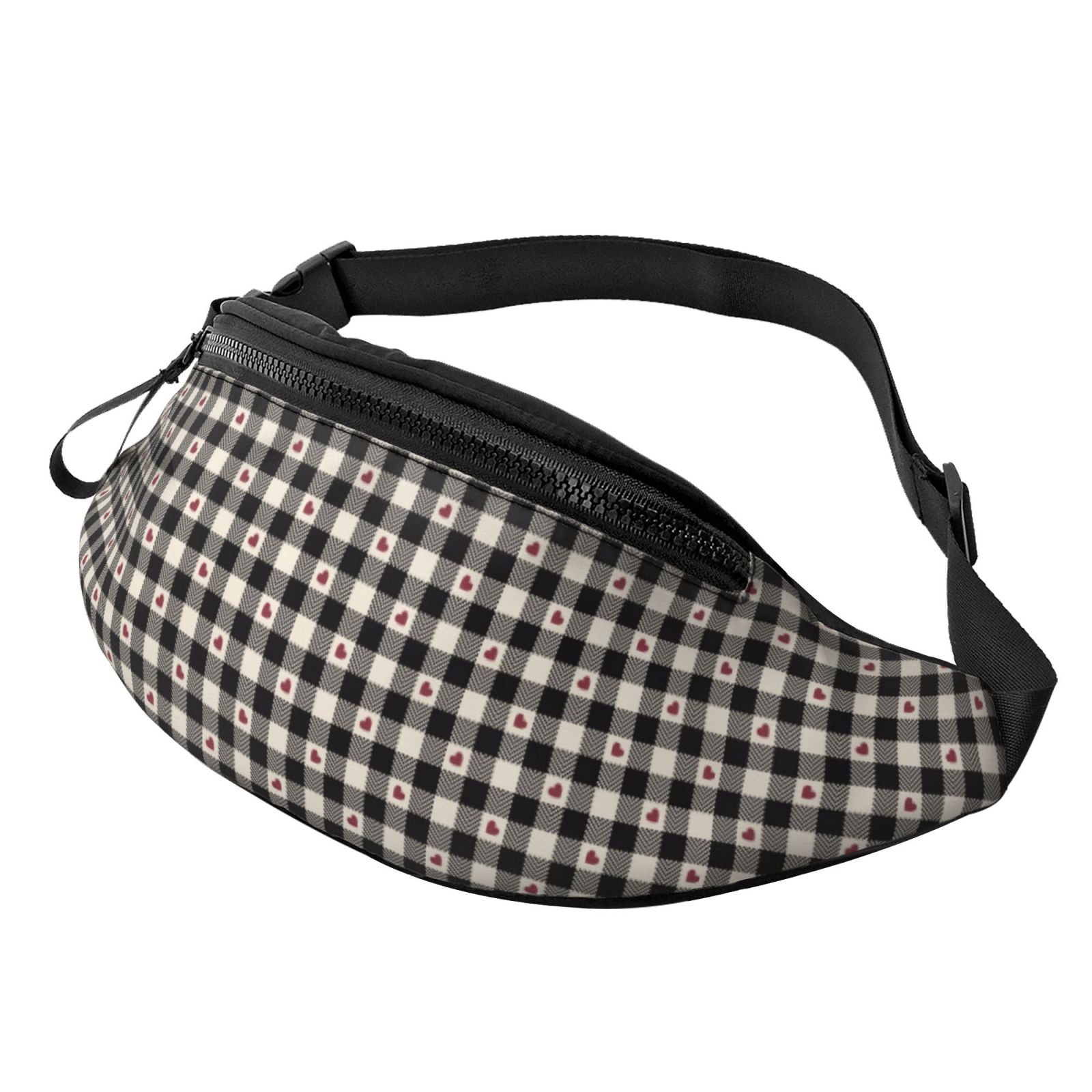 Black plaid heart Fanny Packs Waist Bag Crossbody Bags for Women Men ...