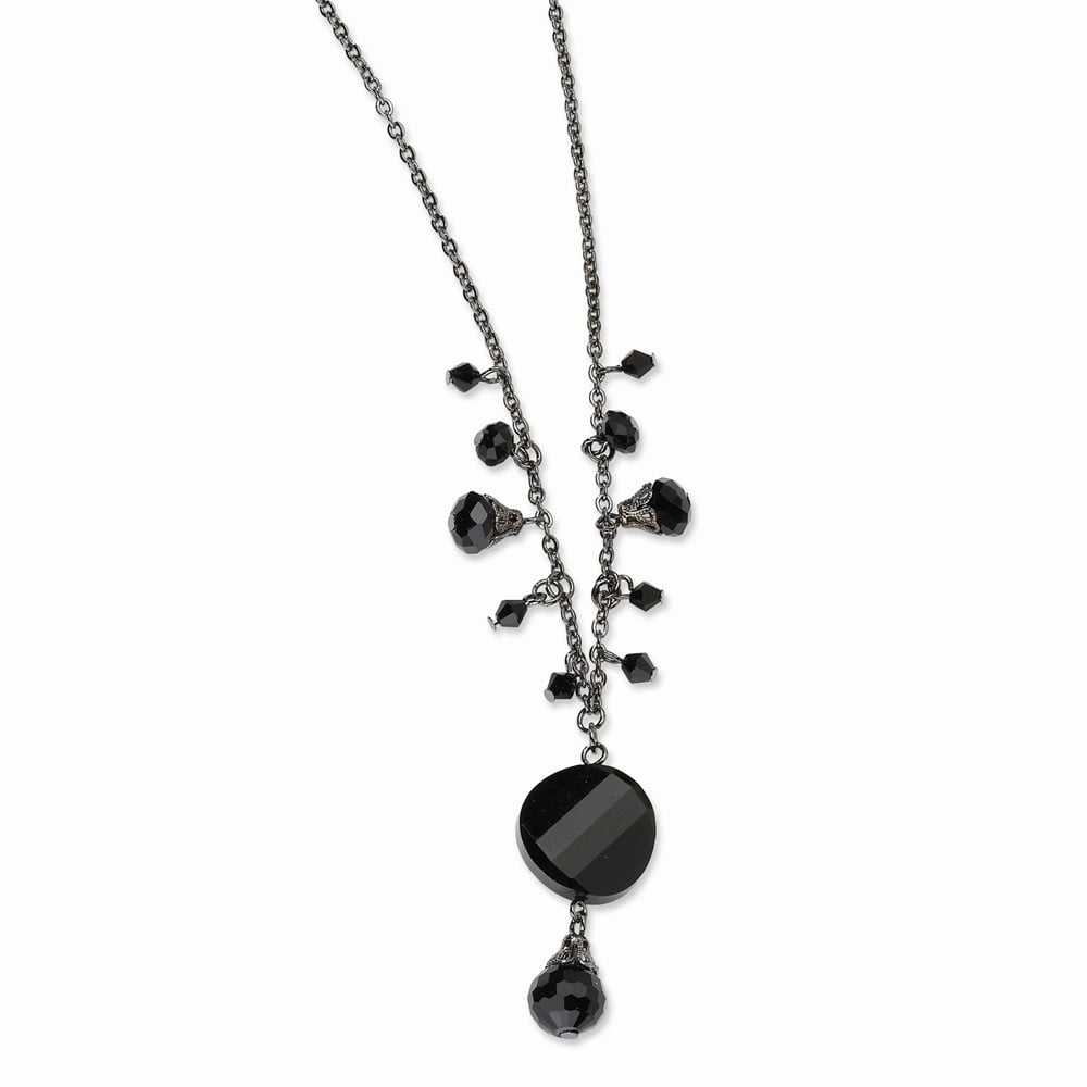 Black-plated Black Crystal Drop 16 Inch With ext Necklace - Walmart.com